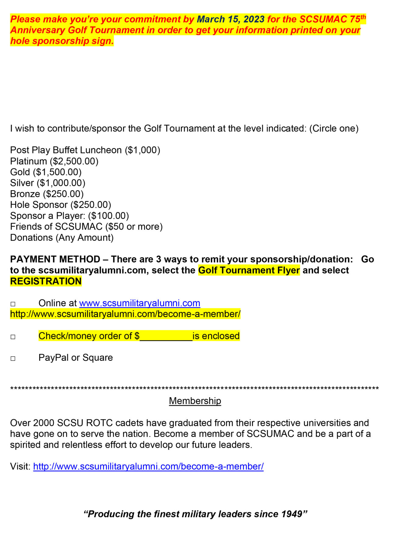 Welcome Letter – SCSU Military Alumni